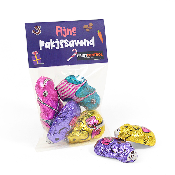 Chocolade kikkers en muizen in zakje - Sinterklaasgeschenken.nl